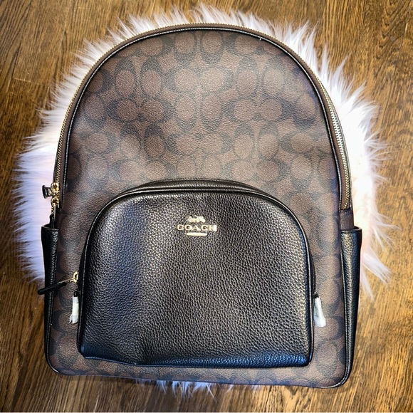 Coach | Bags | Large Court Backpack In Signature Canvas | Poshmark